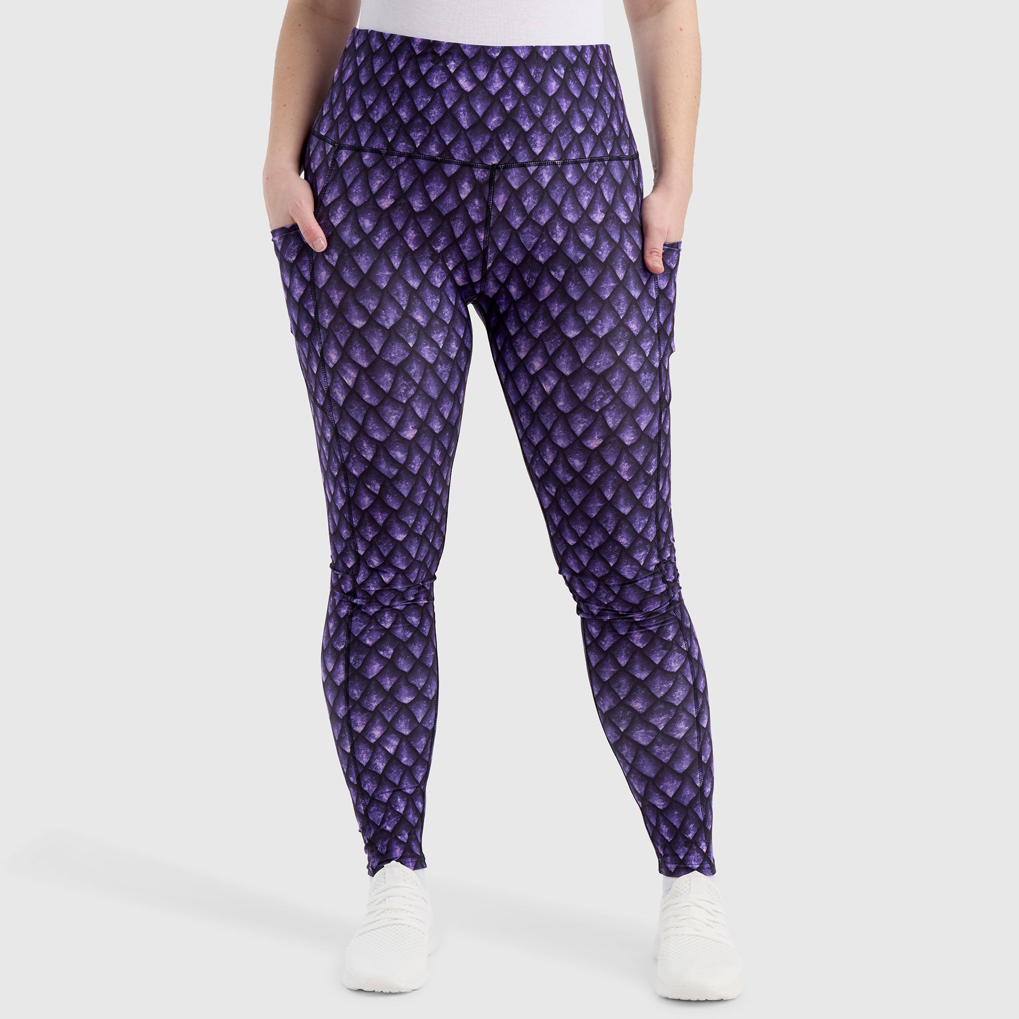 Purple Dragon Scales Pocket Leggings | Dragon Scale Print | Stretchy ...