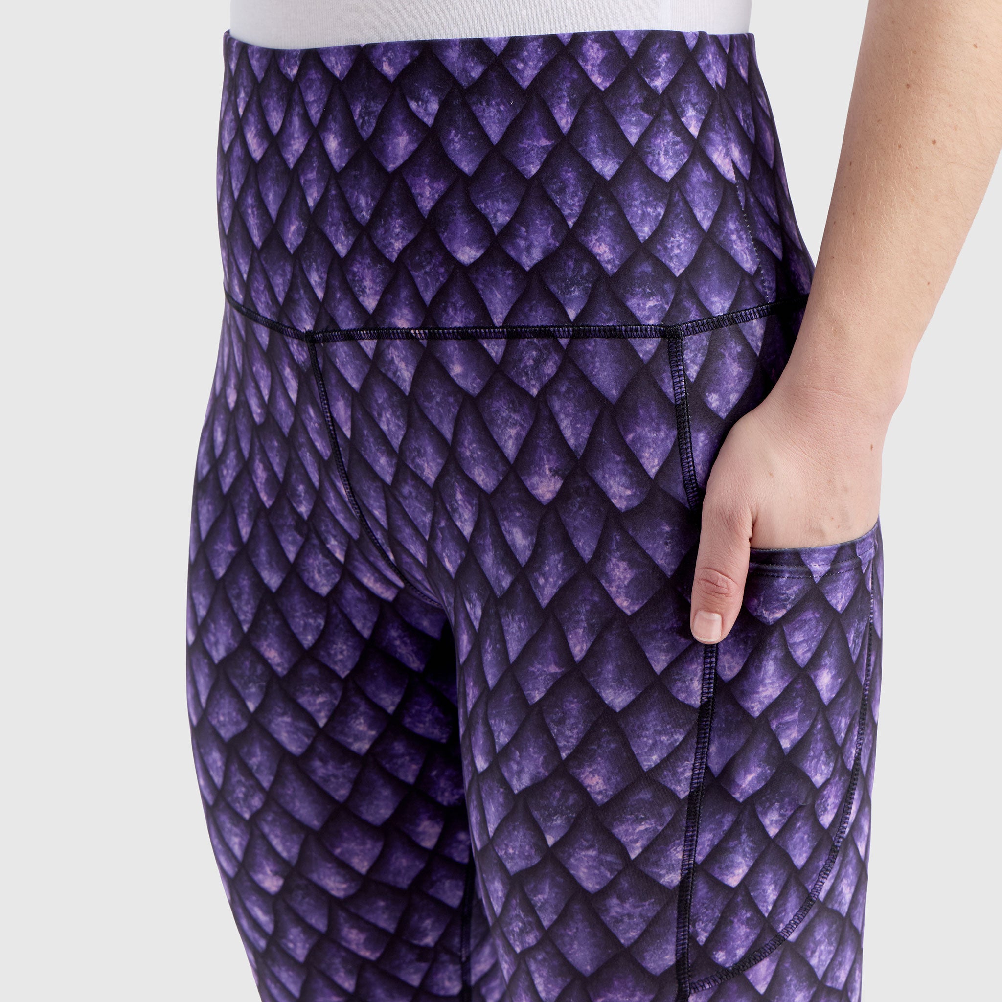 Purple Dragon Scales Pocket Leggings | Dragon Scale Print | Stretchy ...